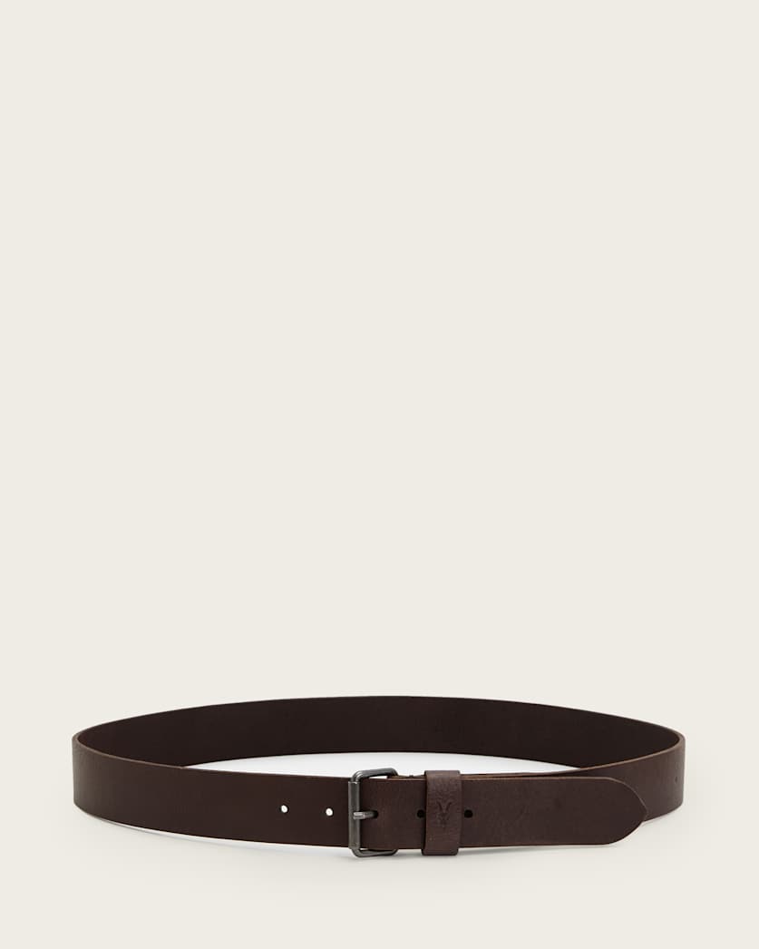 Dunston Leather Embossed Belt Brown | ALLSAINTS